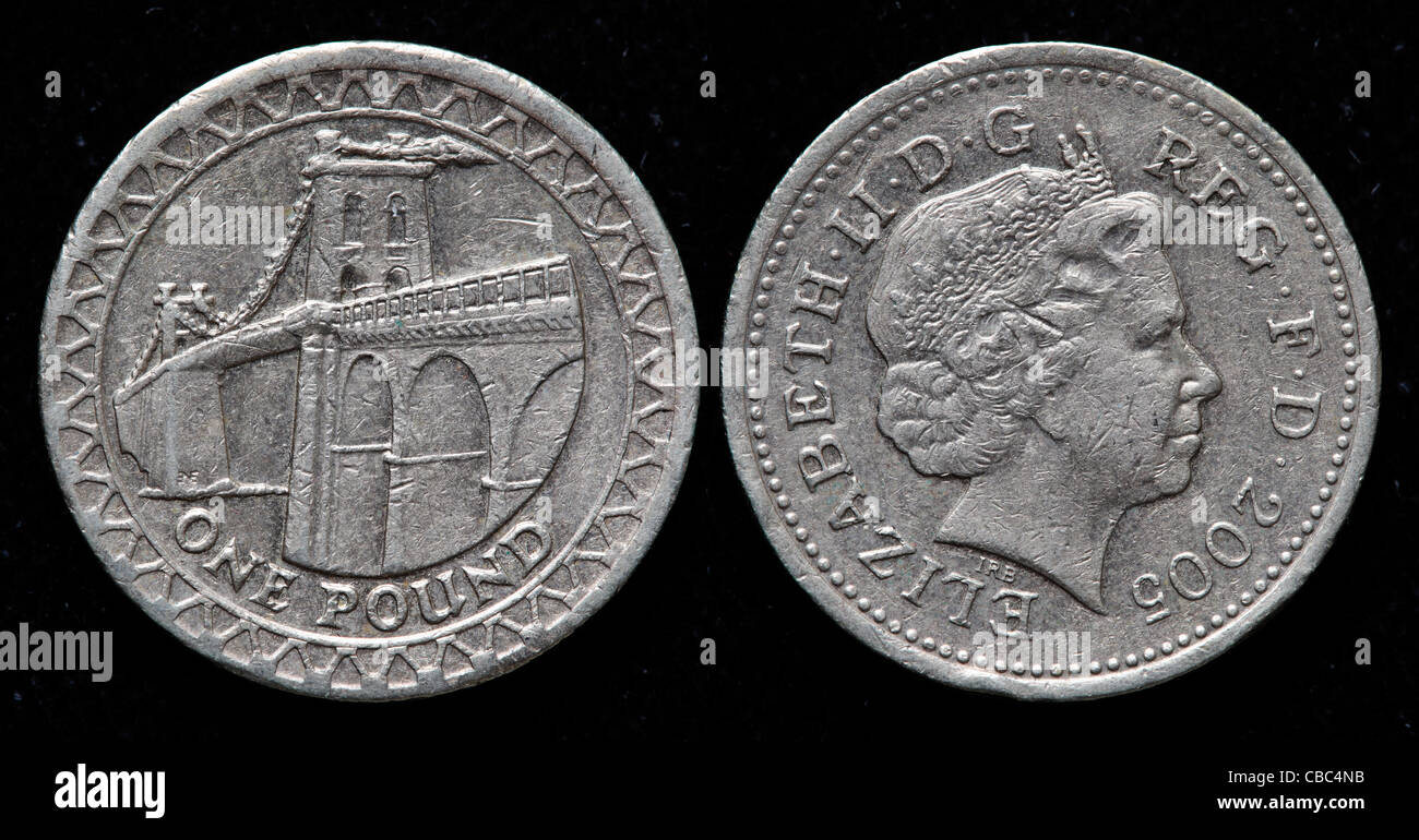 Menai bridge 1 pound coin hi-res stock photography and images - Alamy