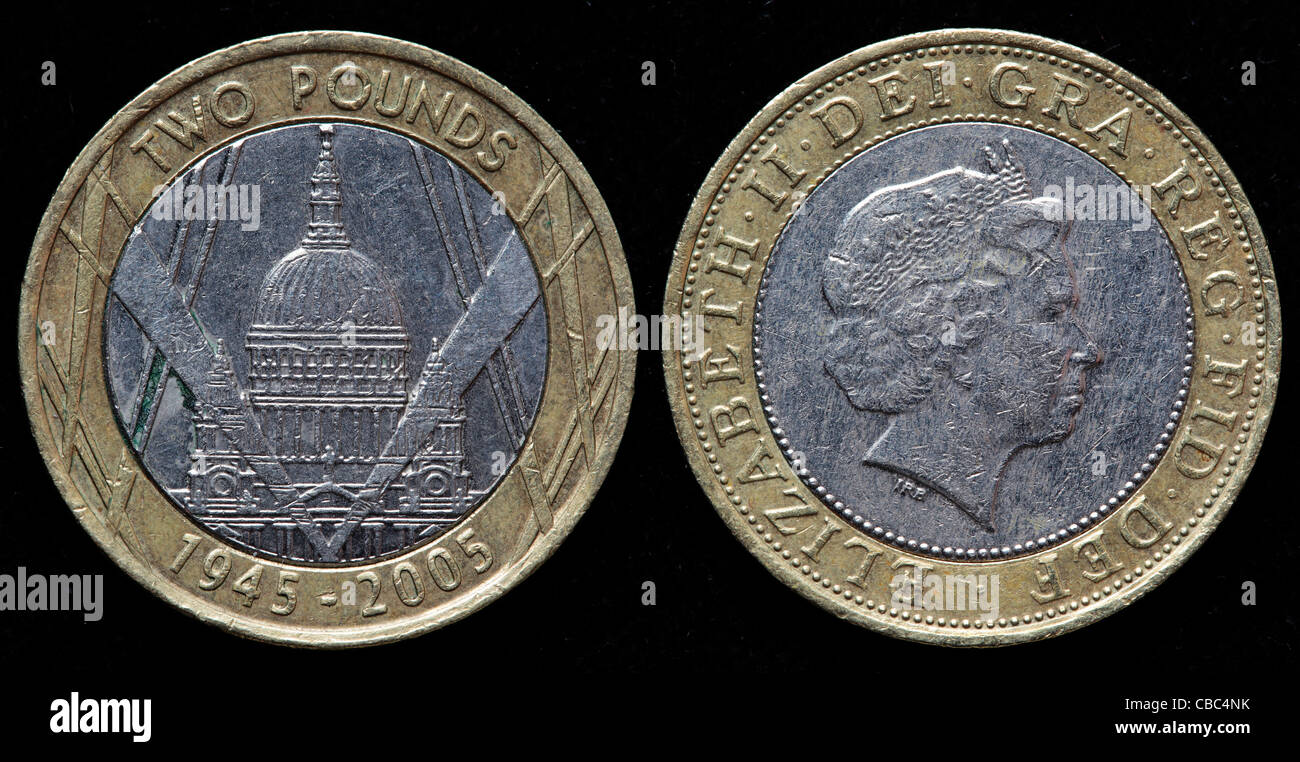 2 pounds coin, UK, 2005 Stock Photo - Alamy