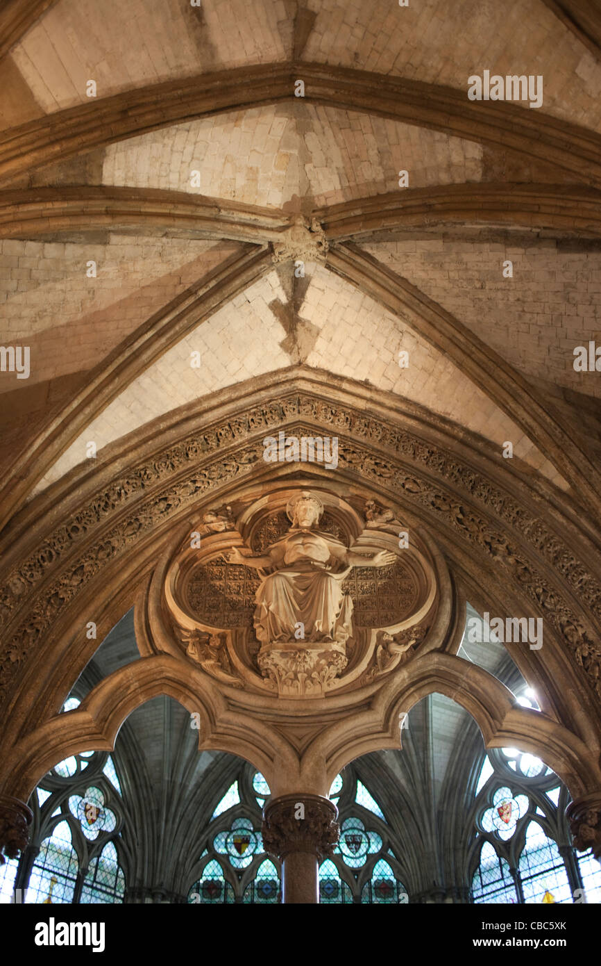 England, London, Westminster Abbey, Fan Vaulted Ceiling of the Chapter ...