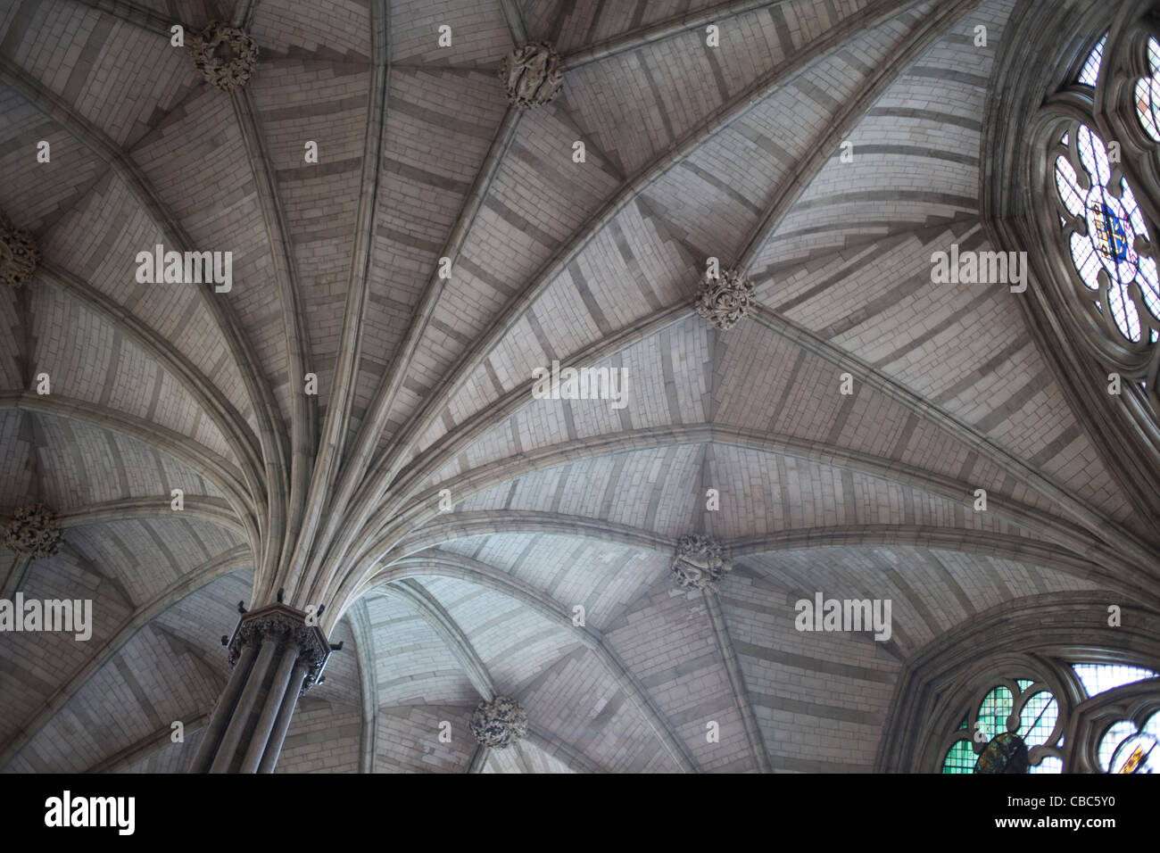 England, London, Westminster Abbey, Fan Vaulted Ceiling of the Chapter ...