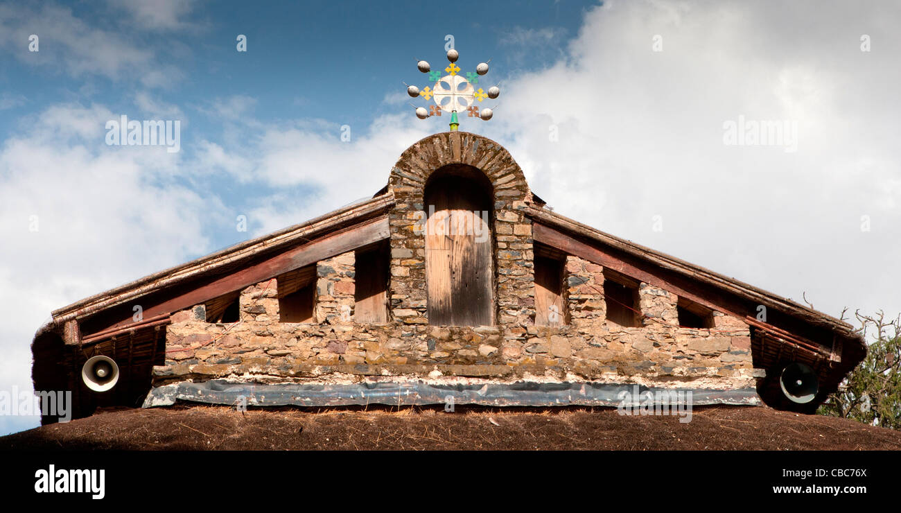 Roof-top detail at Debre Berhan Selassie Church in Gonder, Northern ...