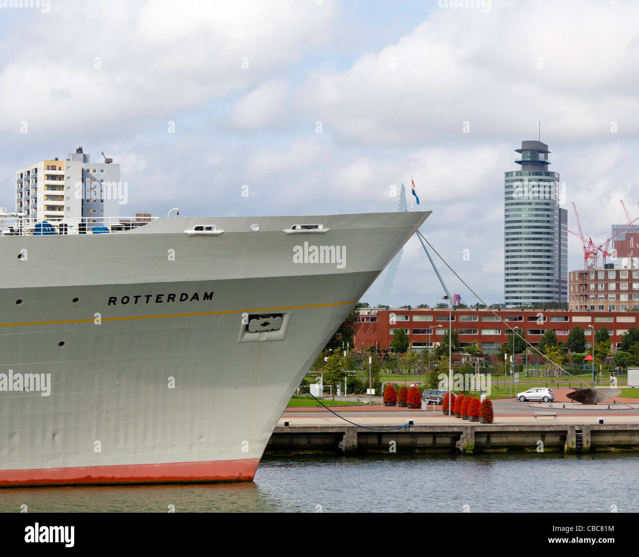The bow of the SS Rotterdam - an ocean liner now permanently moored in ...
