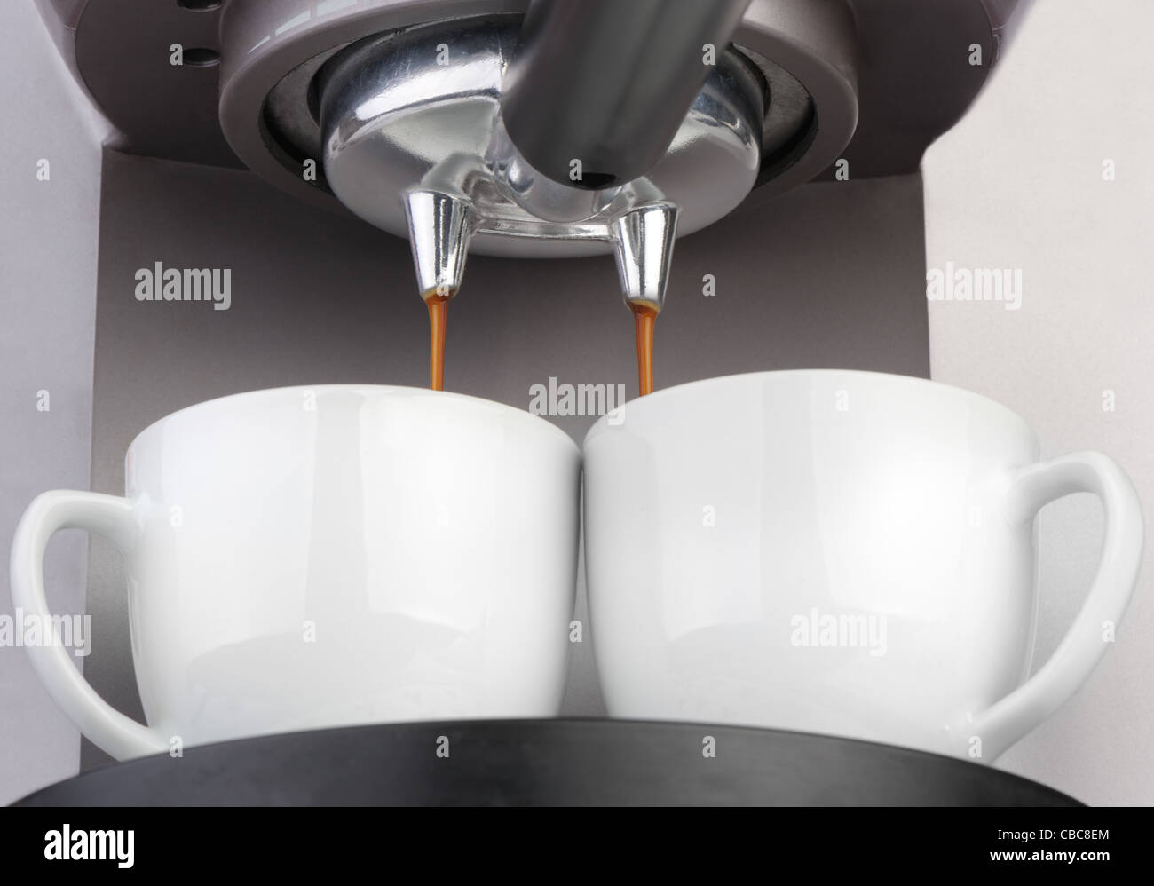 Coffee machine espresso. Process of preparation of coffee. A close up ...