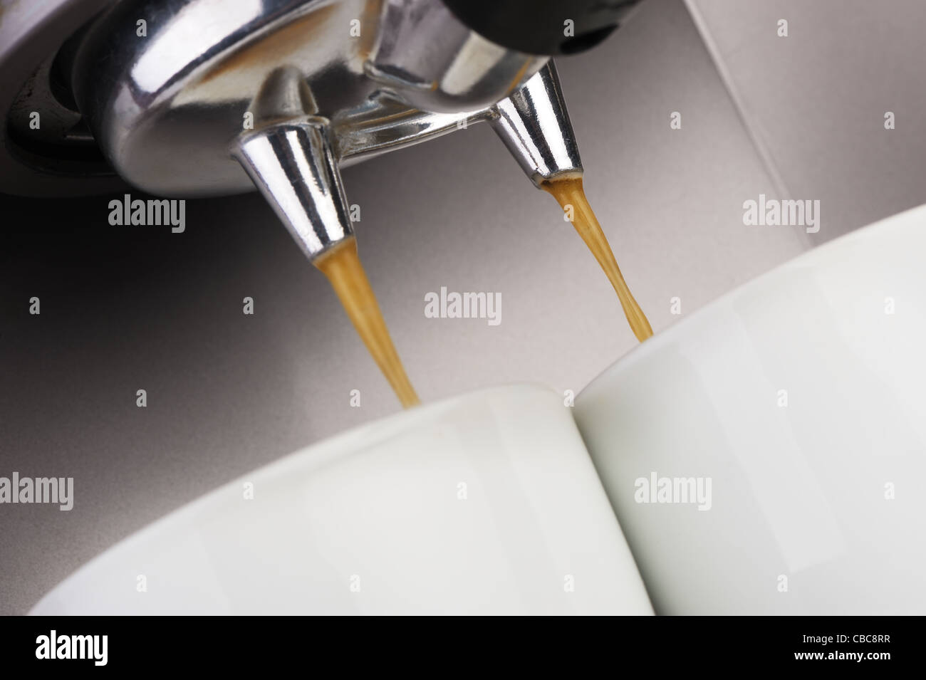 Coffee machine espresso. Process of preparation of coffee. A close up ...