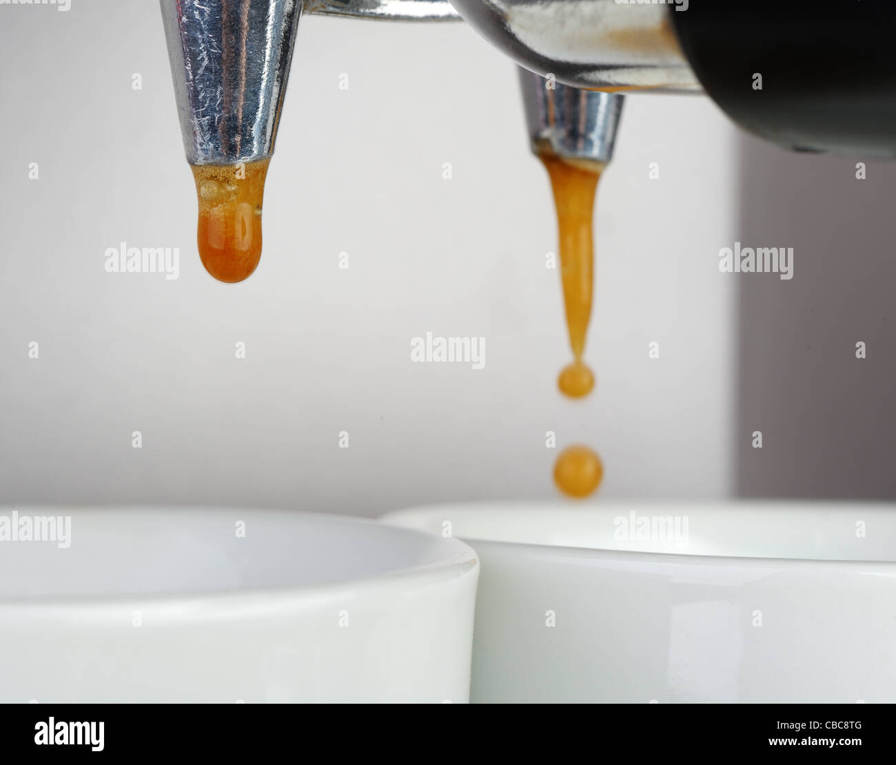 Coffee machine espresso. Process of preparation of coffee. A close up ...