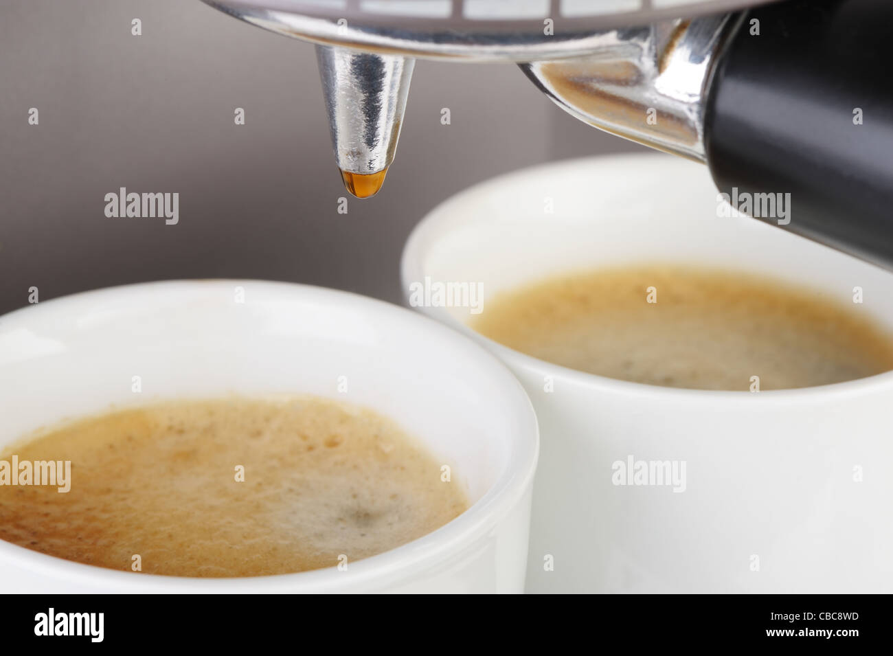 Coffee machine espresso. Process of preparation of coffee. A close up ...