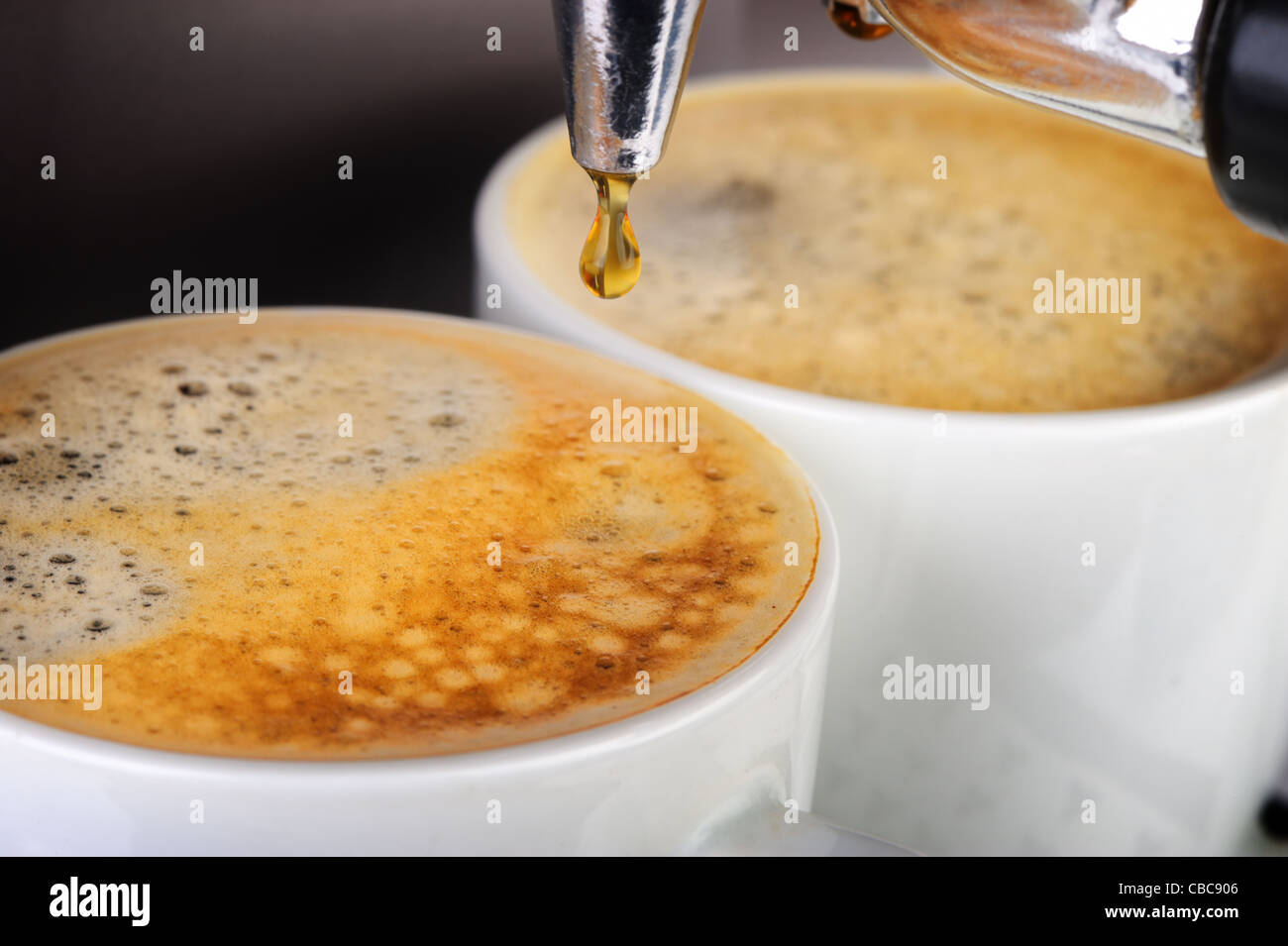 Coffee machine espresso. Process of preparation of coffee. A close up ...