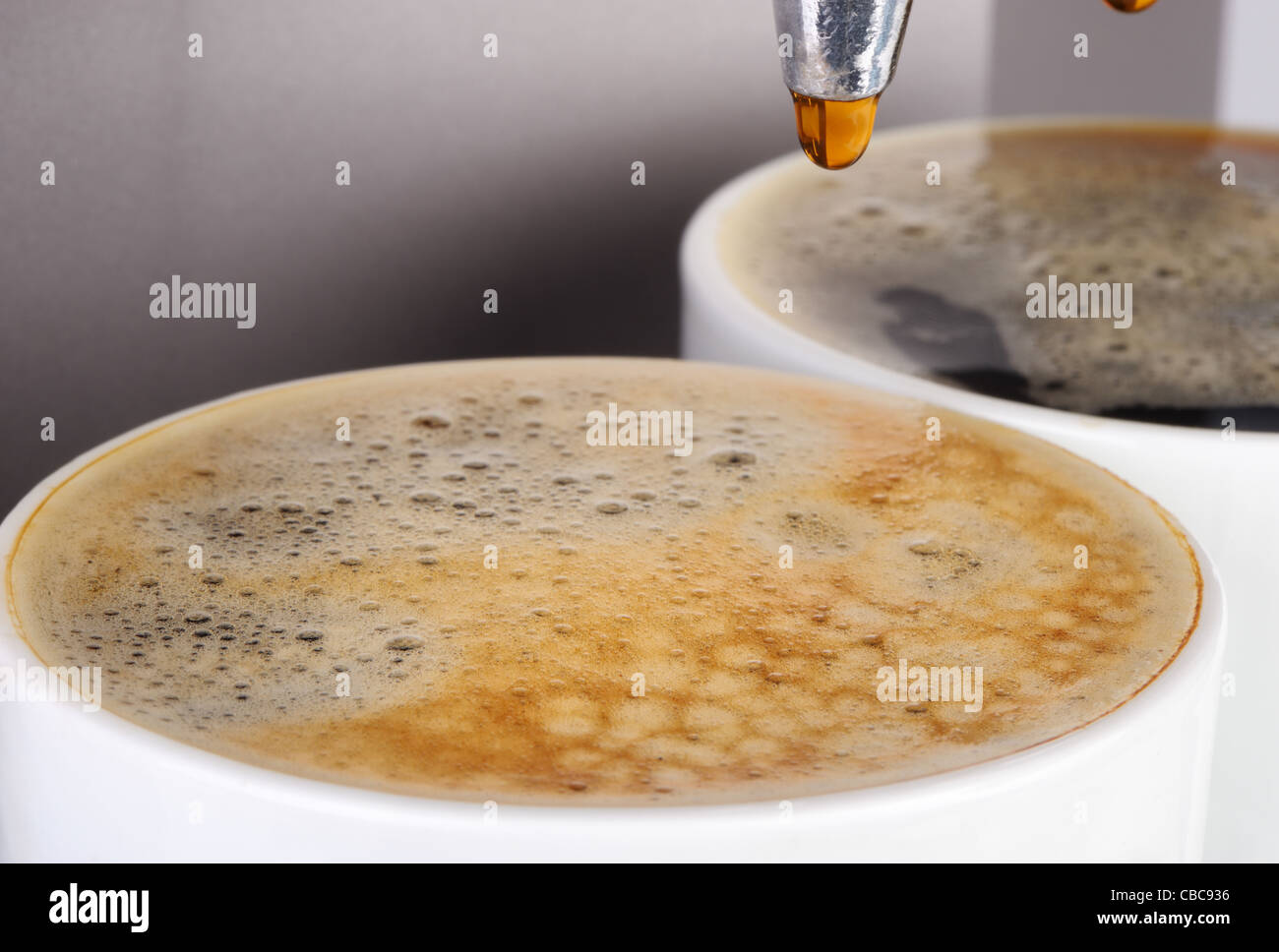 Coffee machine espresso. Process of preparation of coffee. A close up ...