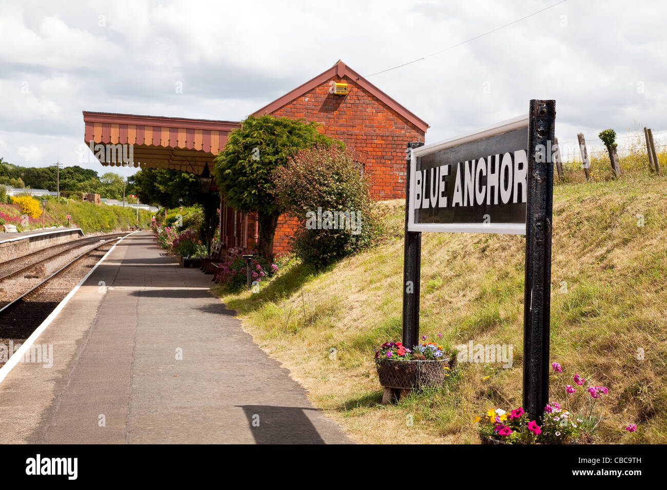 Blue Anchor railway station Somerset UK Stock Photo - Alamy