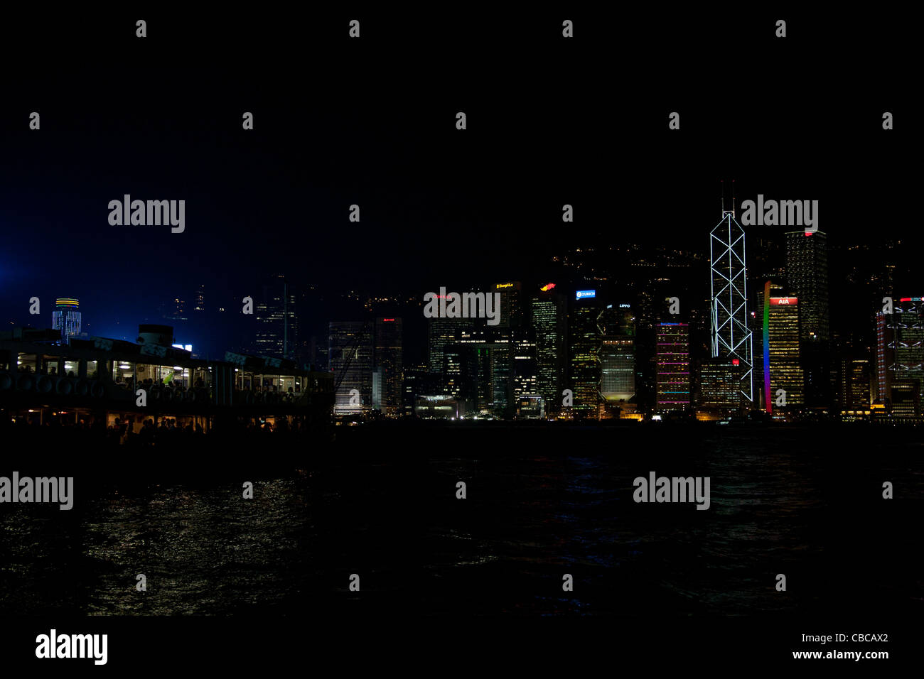 Night skyline of Hong Kong Island and Victoria Harbor Hong Kong Island, SAR China Stock Photo ...