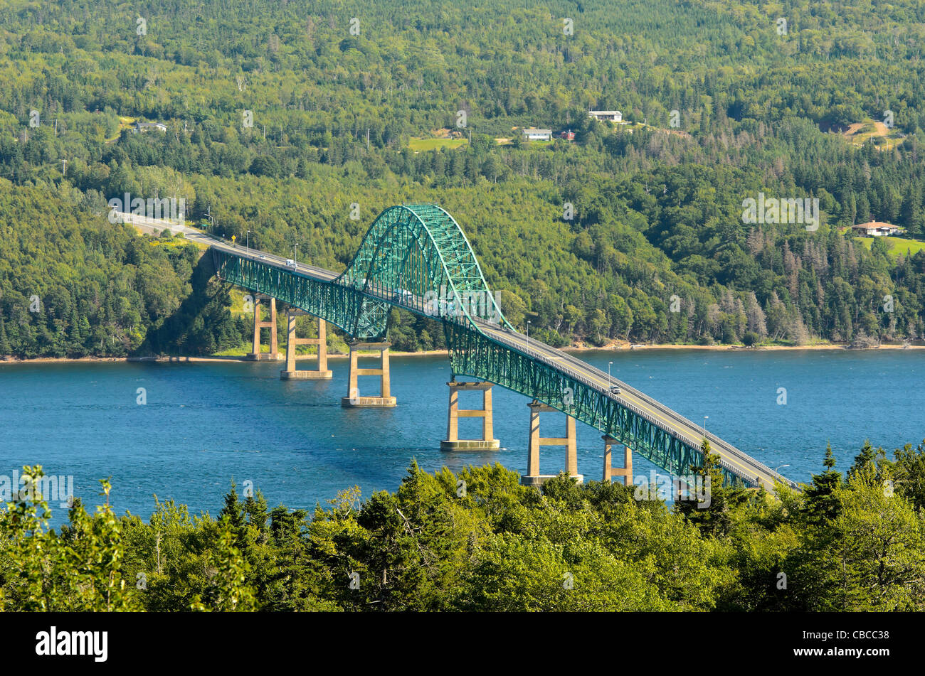 The Seal Island Bridge from the Bras d'Or look off on Kellys Mountain ...
