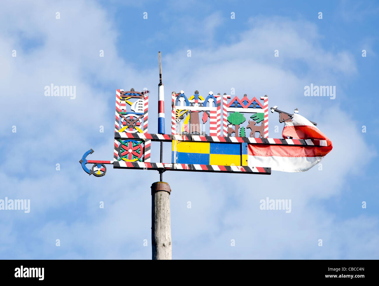 original weathercock in the Curonian bay resort and sky Stock Photo - Alamy