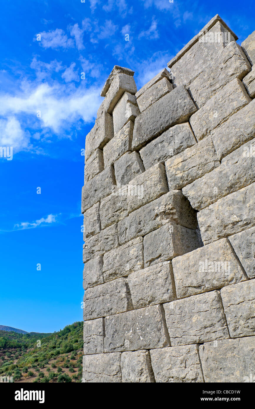 Part of an ancient tower of the great walls of Ancient Greece Stock ...