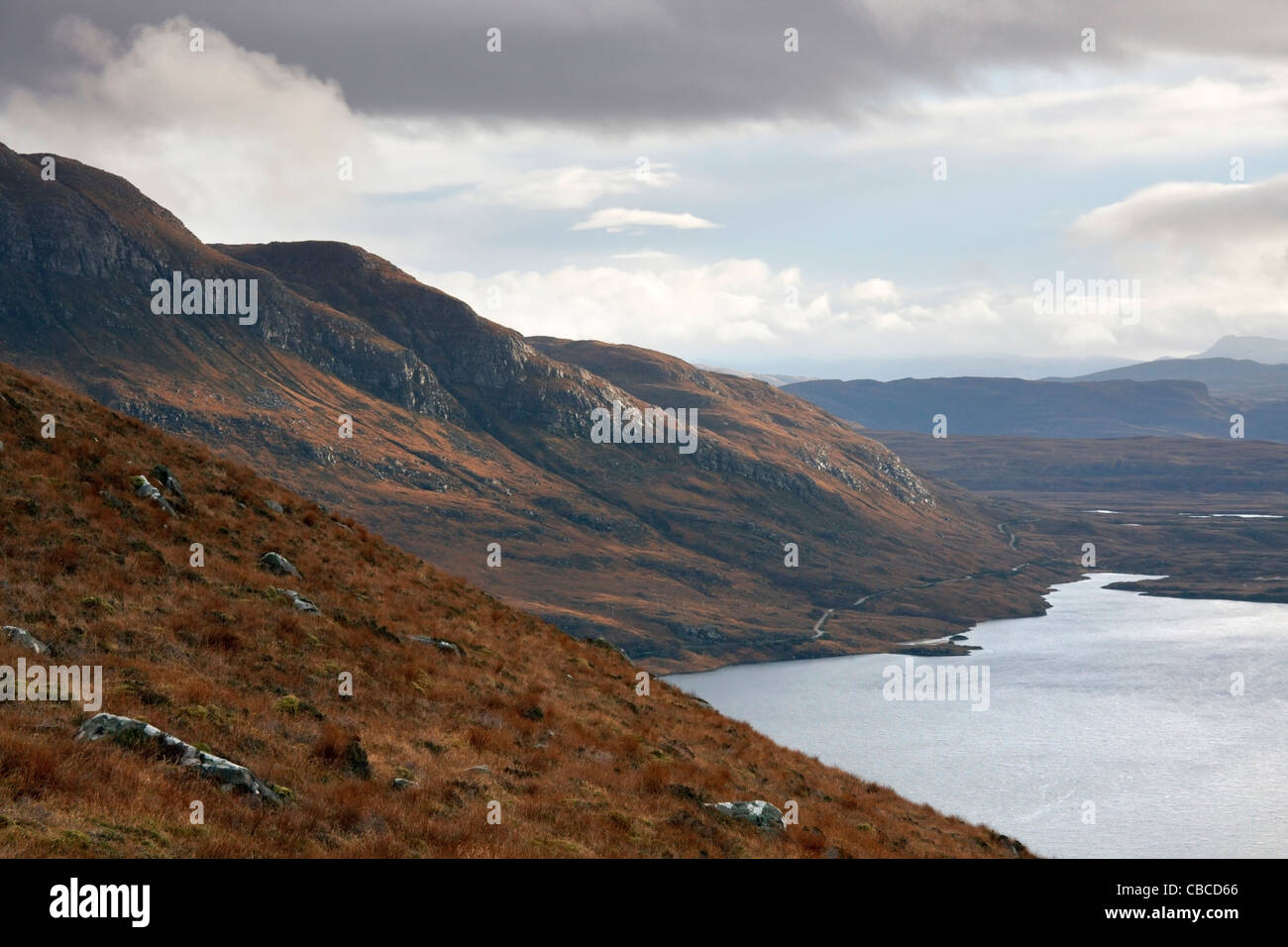 panoramic hilly scenery in Scotland near Stac Pollaidh Stock Photo - Alamy