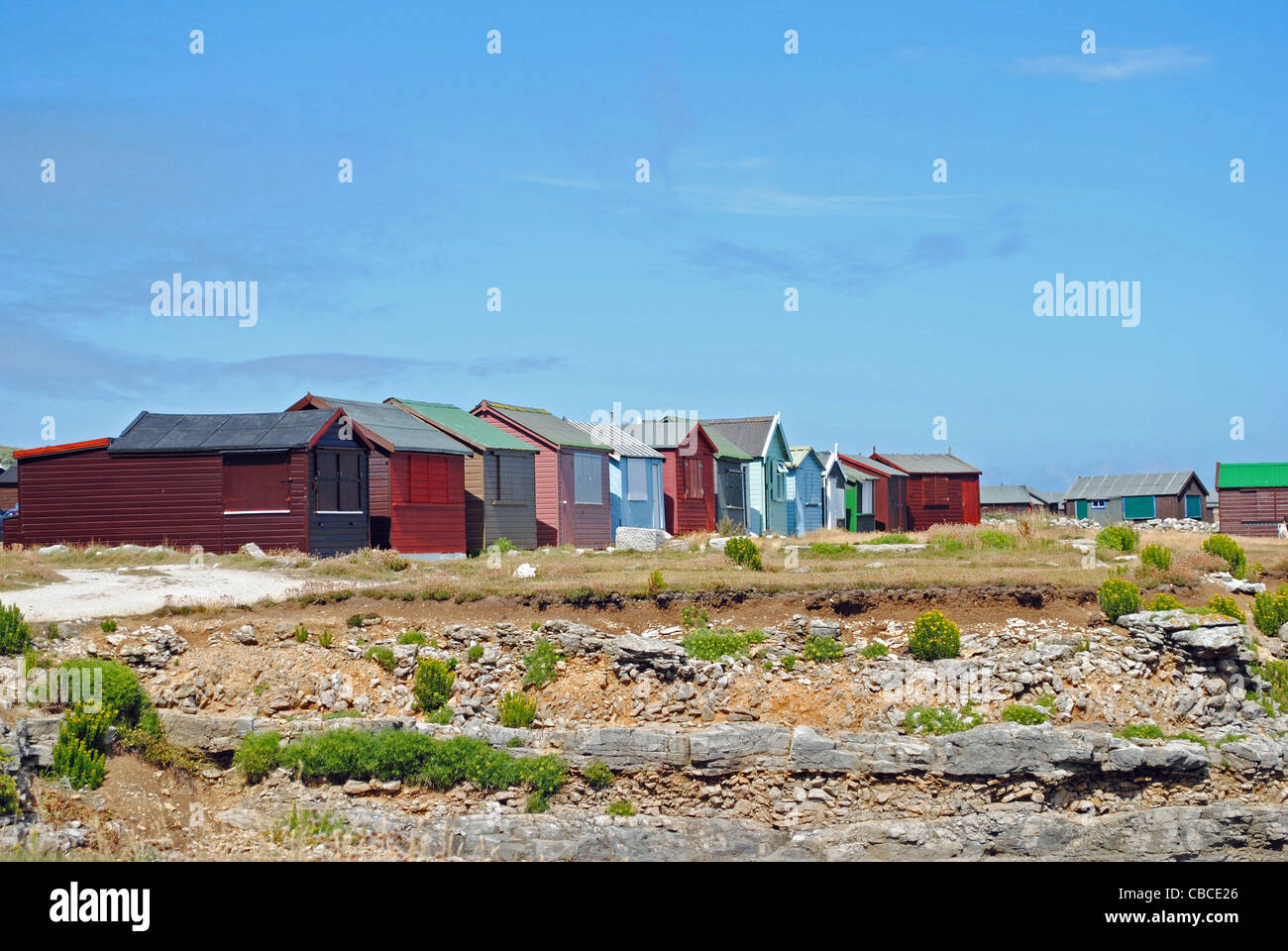 Portland bill beach huts hi-res stock photography and images - Alamy