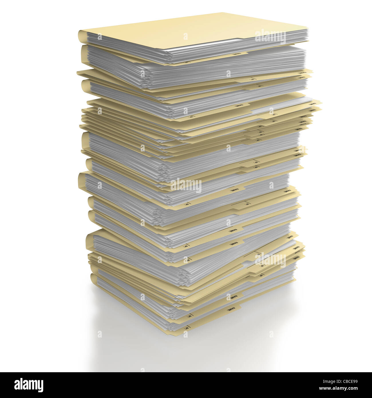 Stack of manila office folders or files on white background Stock Photo ...