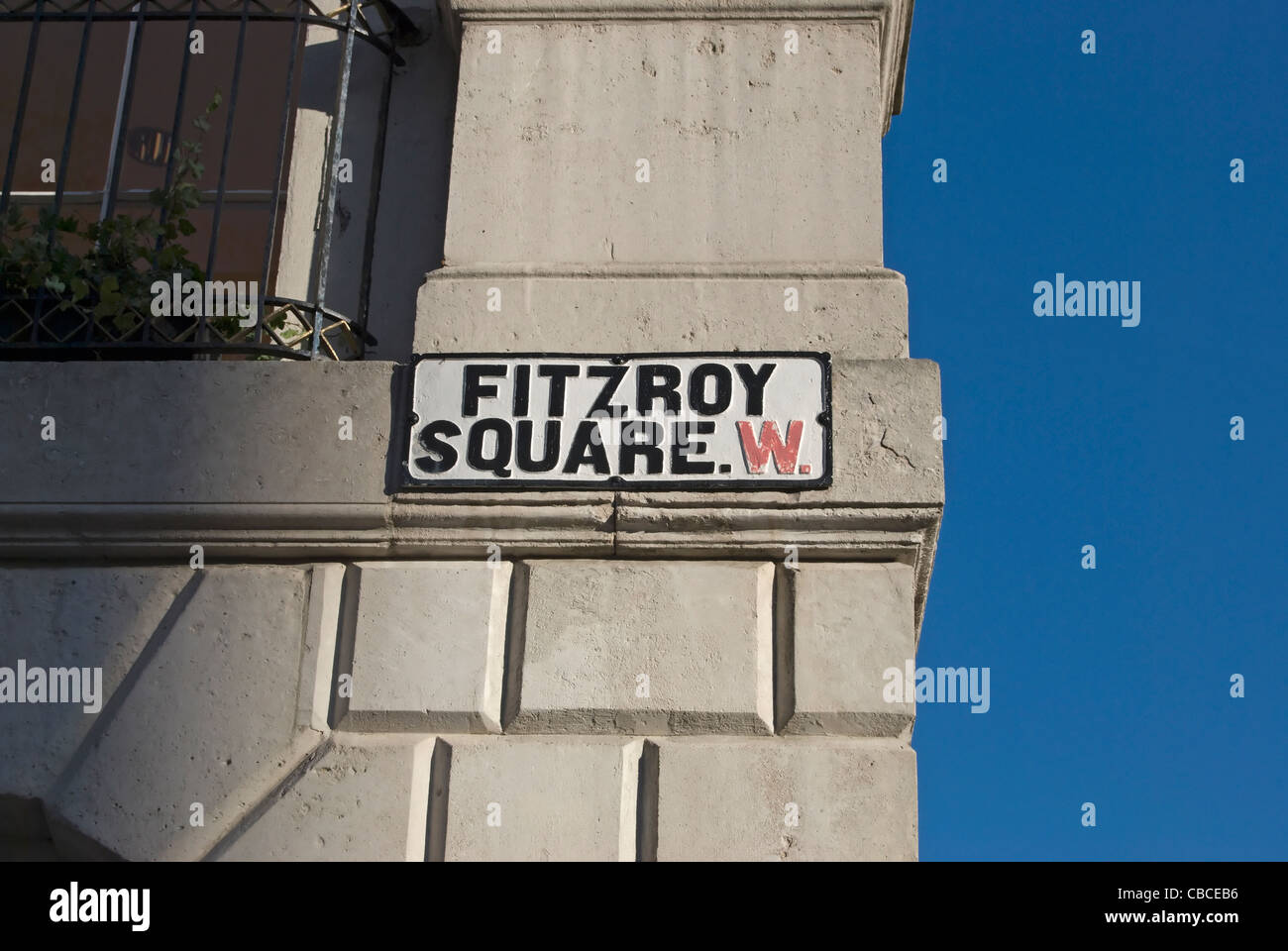 wall mounted name plate for fitzroy square, london, england, with old ...