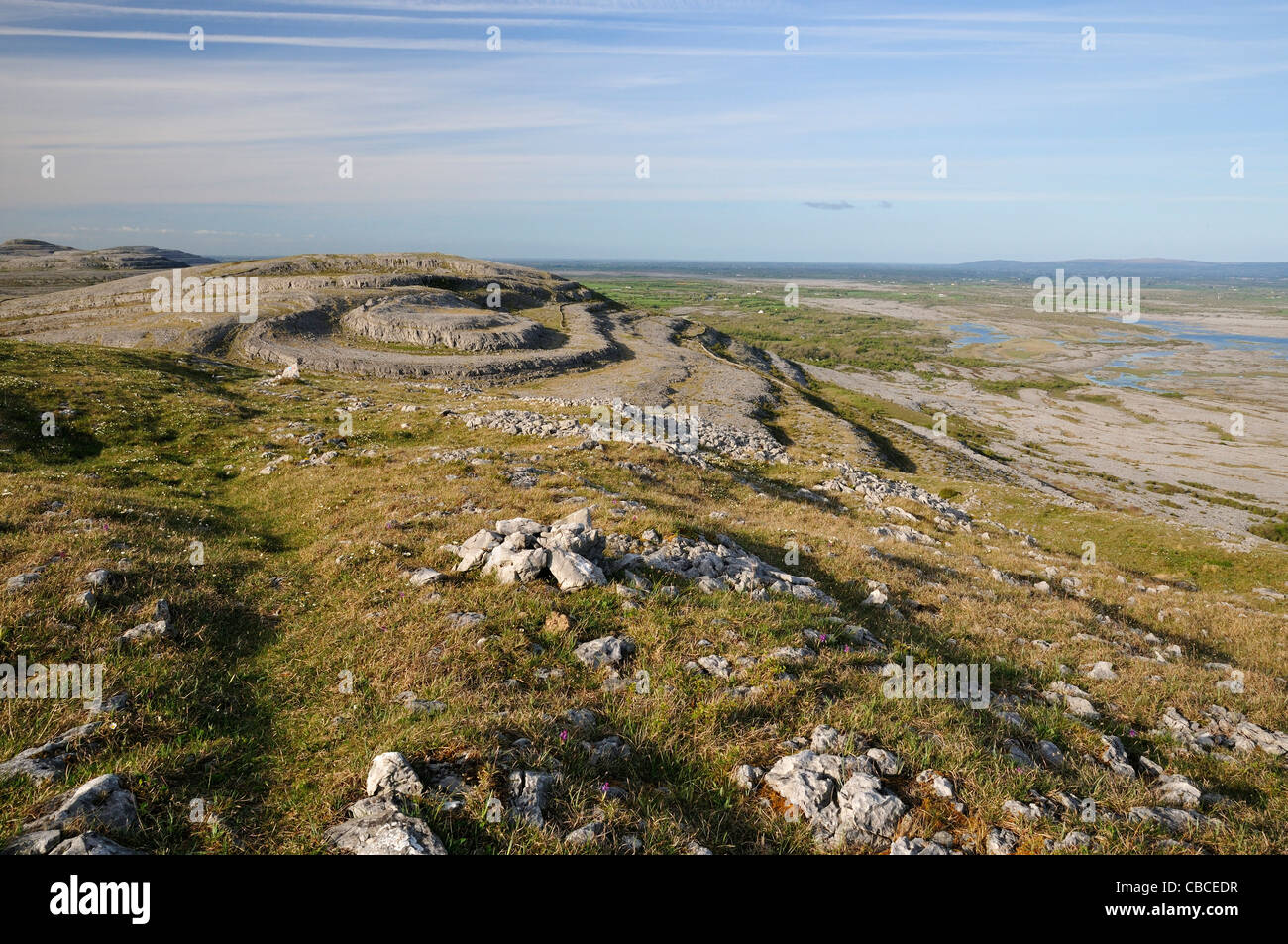 Limestone Pavement mountains viewed from the top of Mullaghmore, The ...