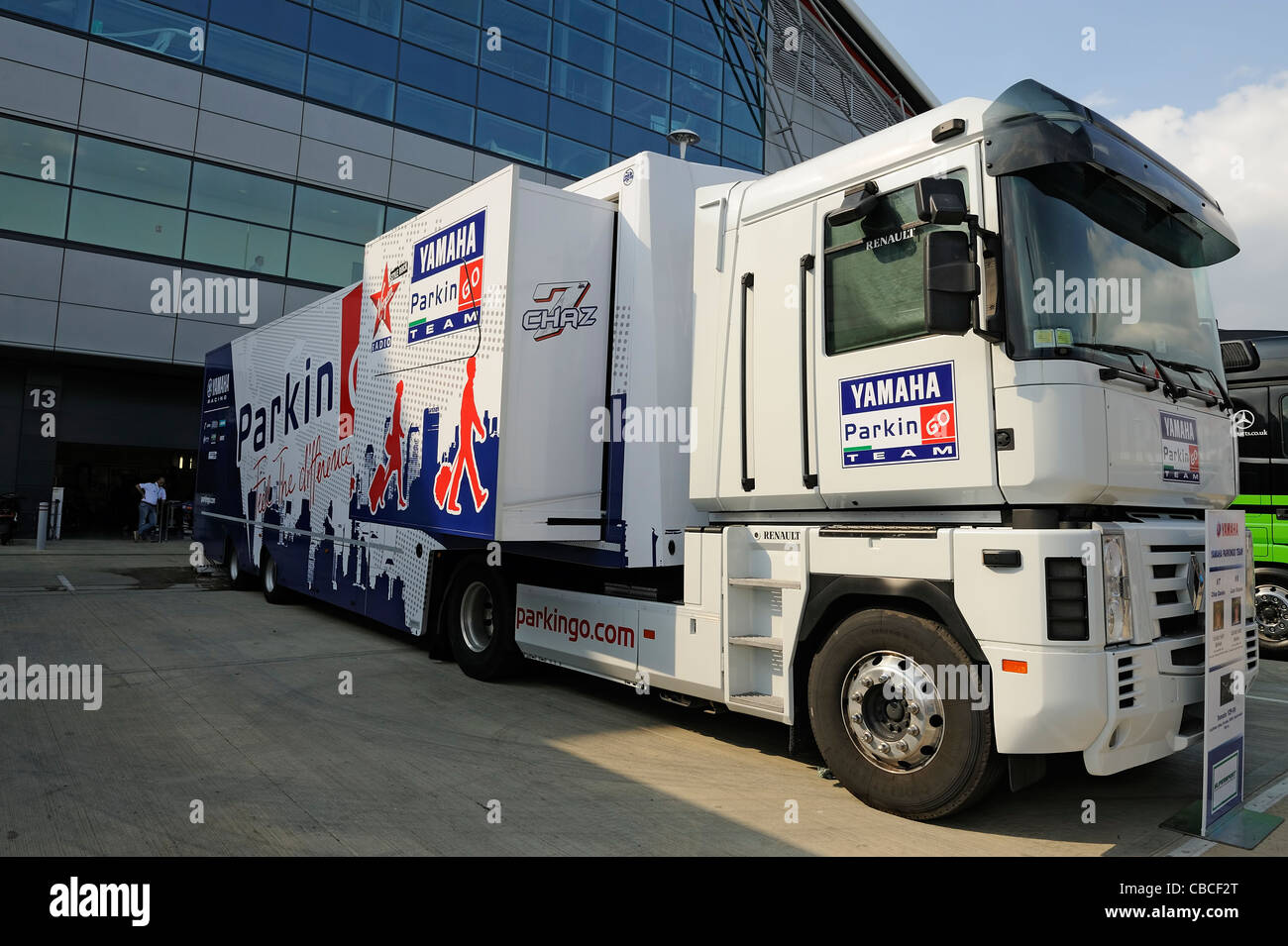 parkingo yamaha team transporter in the paddock Stock Photo - Alamy