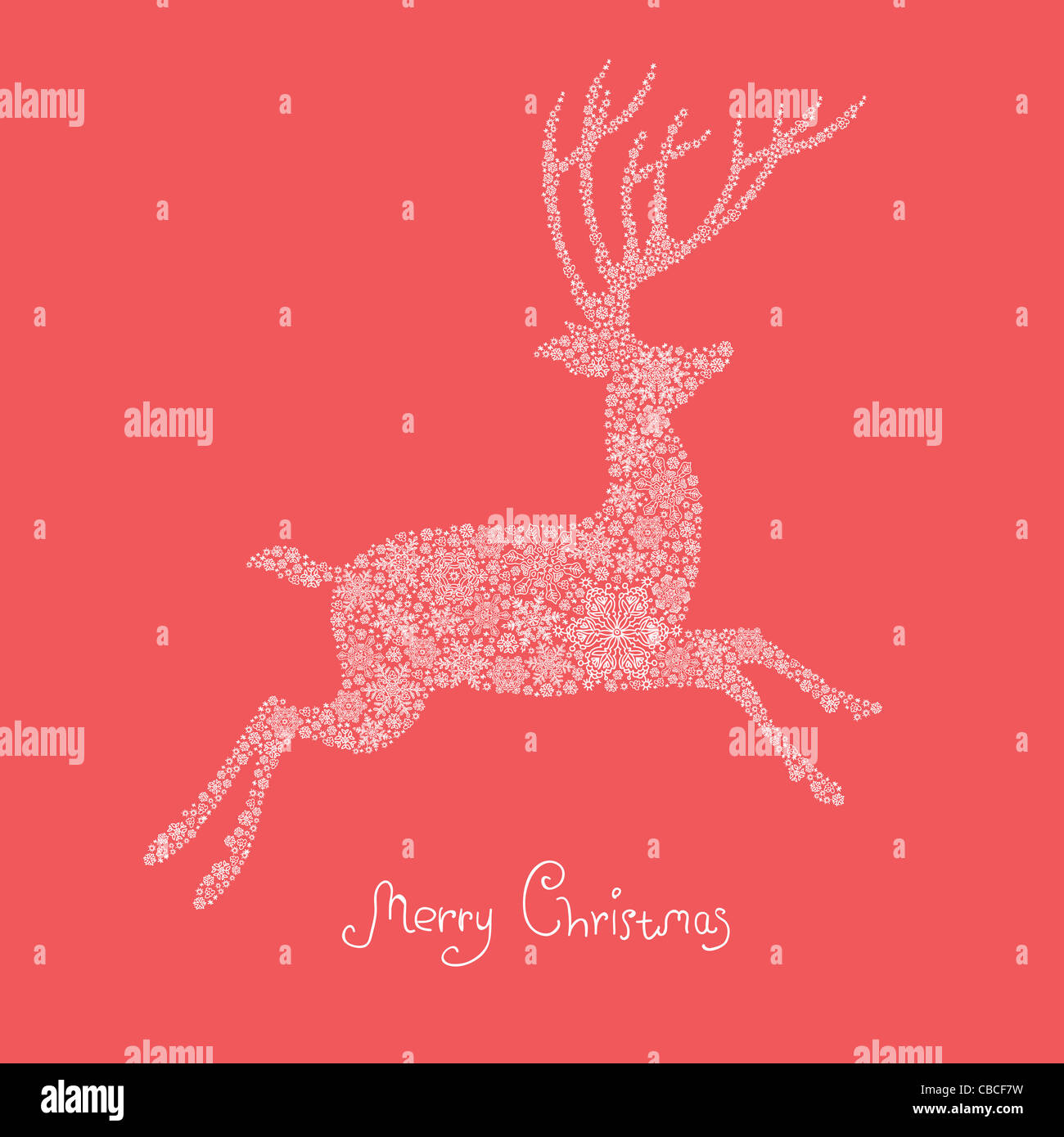 Xmas deer illustration. Composed from many snowflakes Stock Photo - Alamy