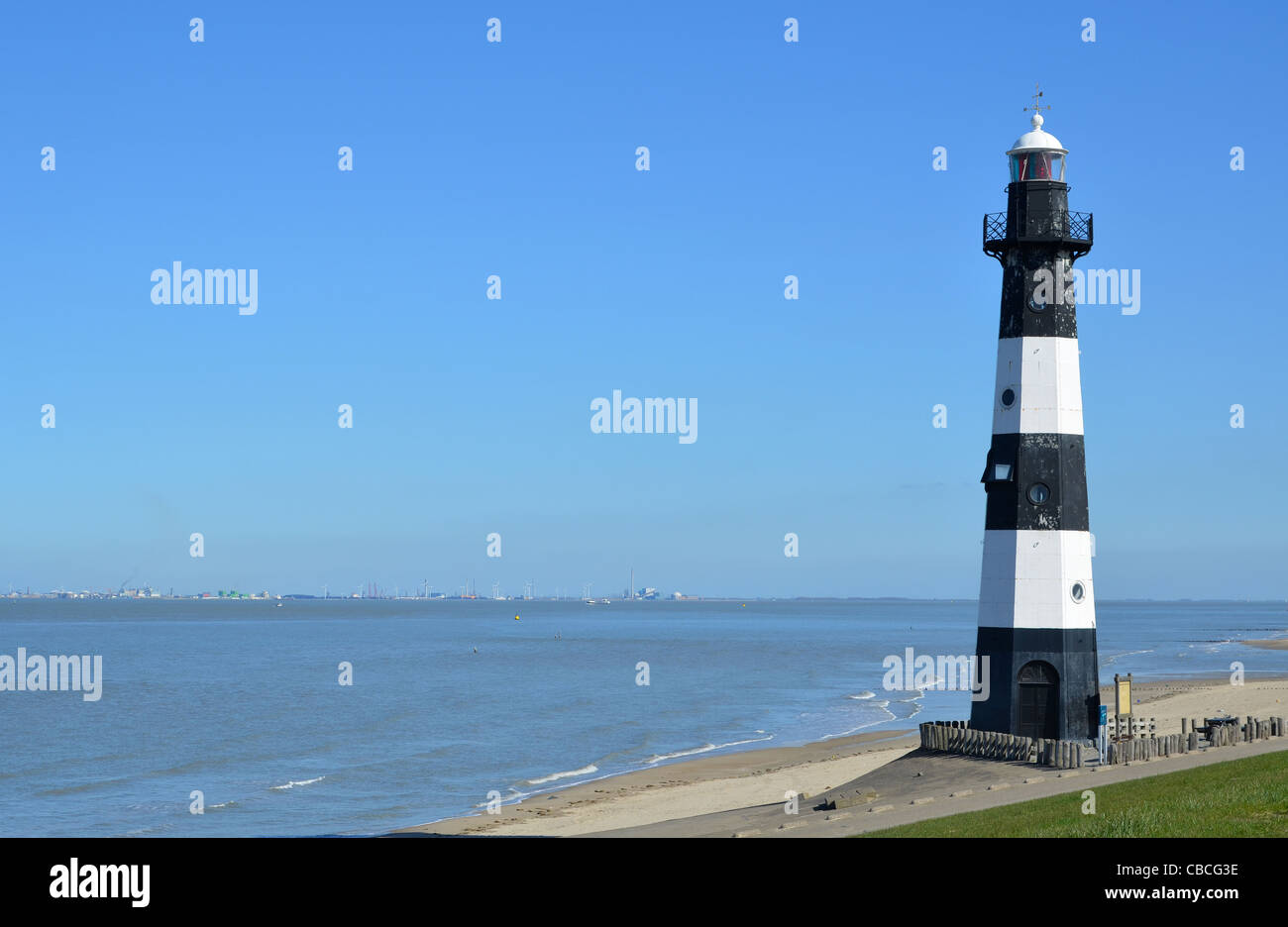 The lighthouse and sea at Breskens in Zeeland, Netherlands Stock Photo ...