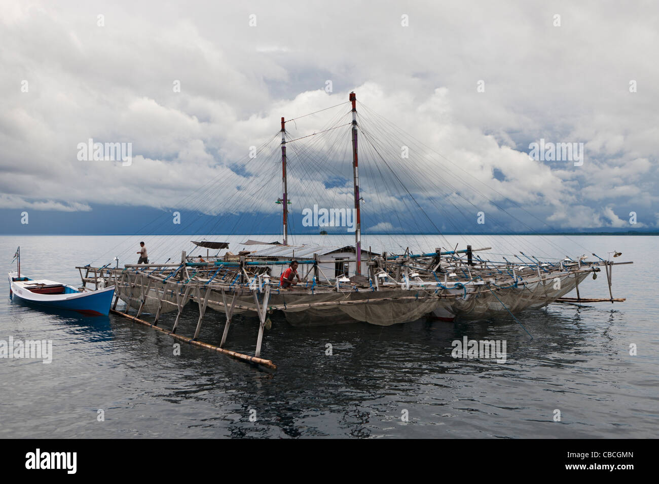 Fishing Platform called Bagan, Cenderawasih Bay, West Papua, Indonesia ...