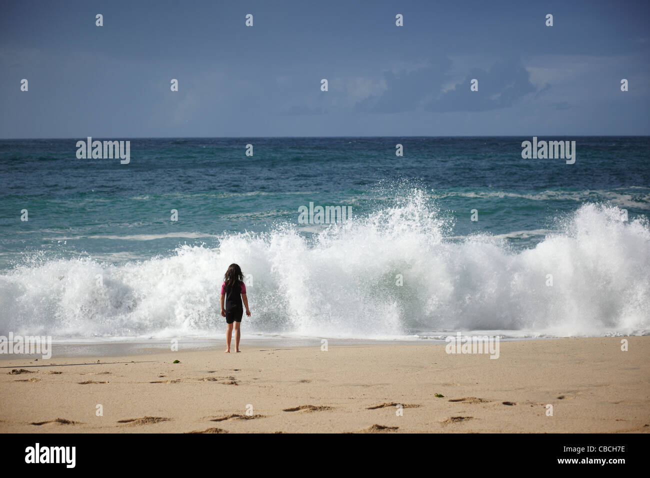 People looking at waves on a beach Stock Photo - Alamy