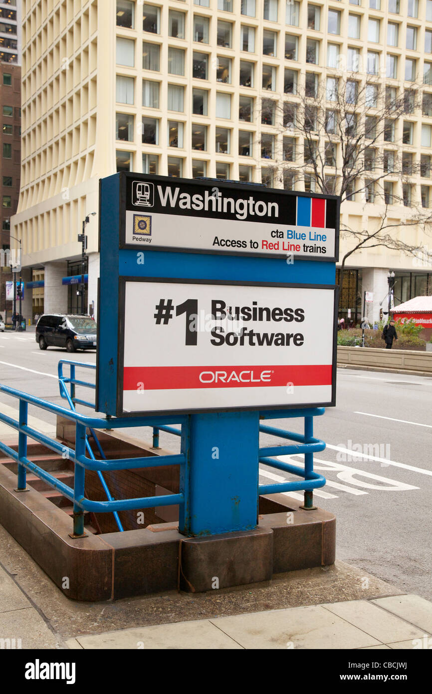 CTA Blue Line subway entrance. Dearborn Street Chicago Illinois Stock ...