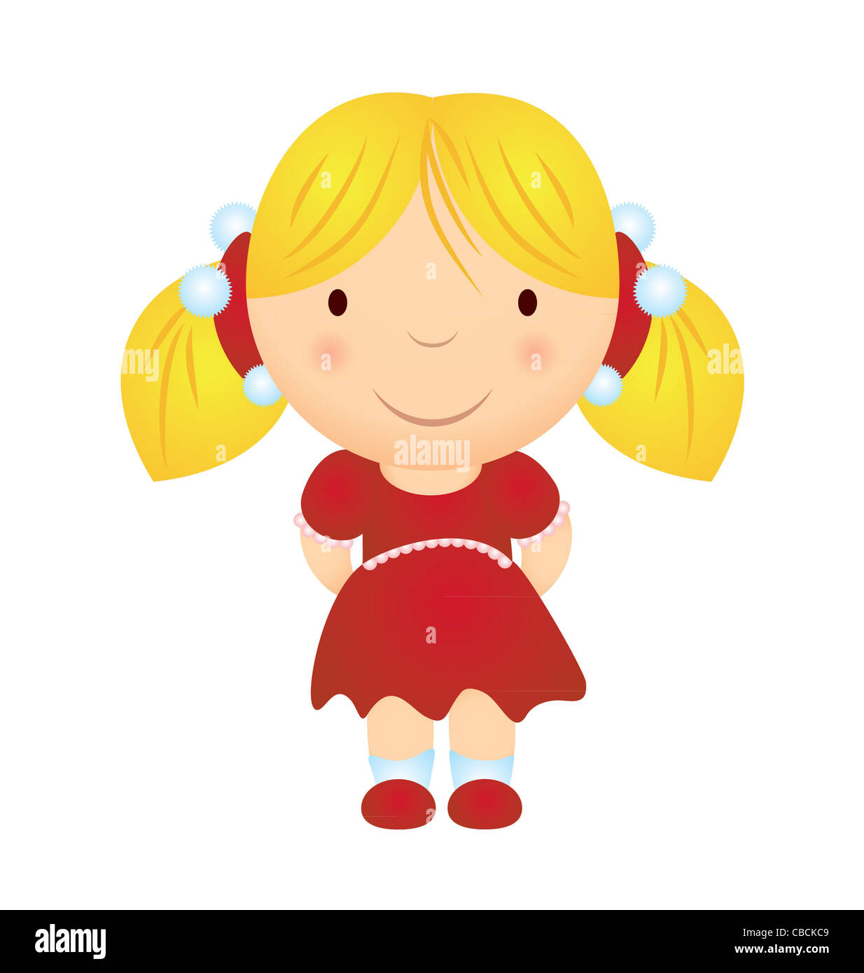 vector cartoon smiling blonde girl in christmas costume illustration ...