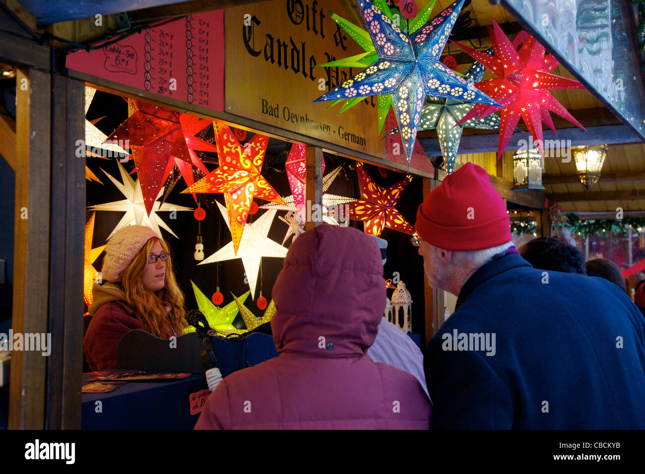 Shoppers viewing German Christmas star ornaments Chicago ...