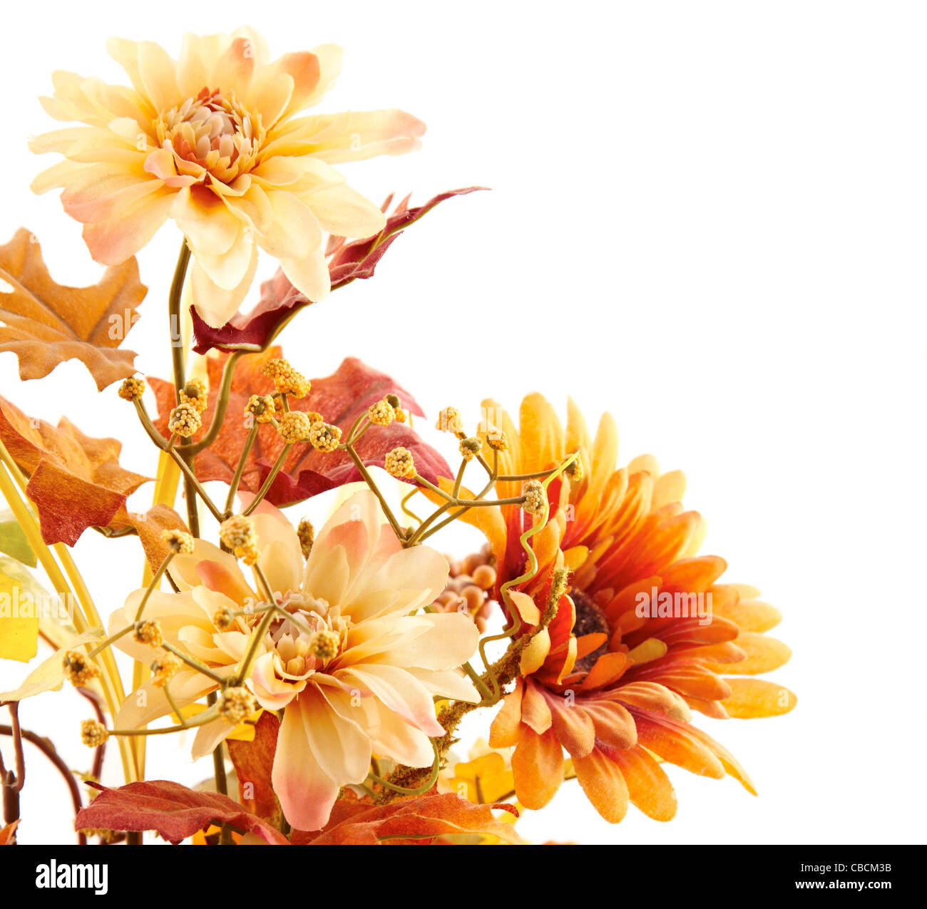 Bright beautiful colorful plastic flower bouquet isolated on white ...