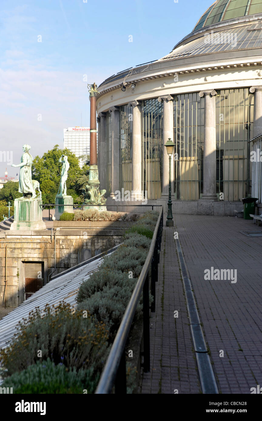View of the Botanique garden in Brussels Belgium with statues Stock ...