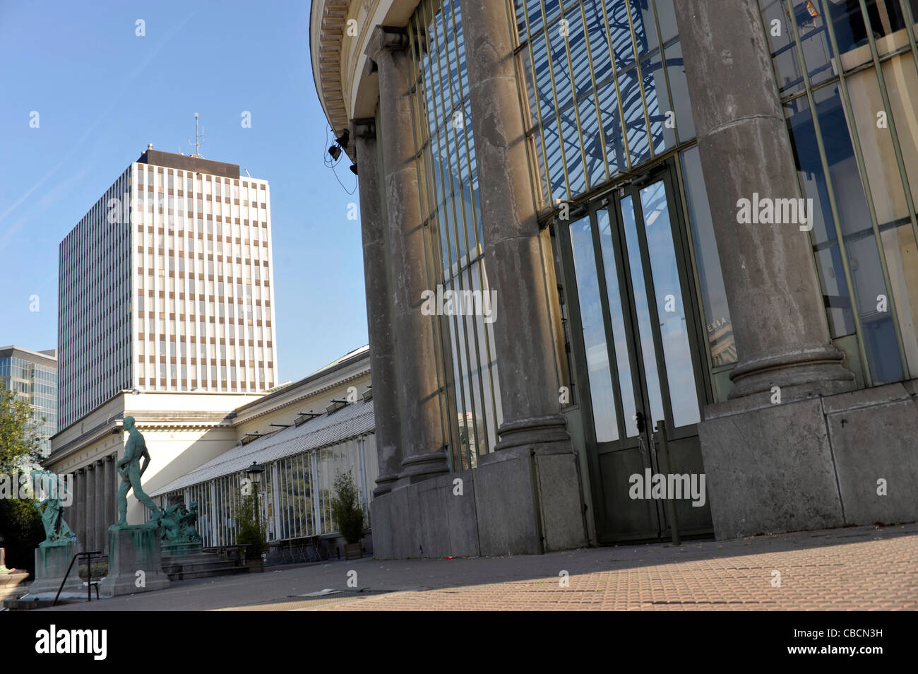 View of the Botanique garden in Brussels Belgium with statues Stock ...