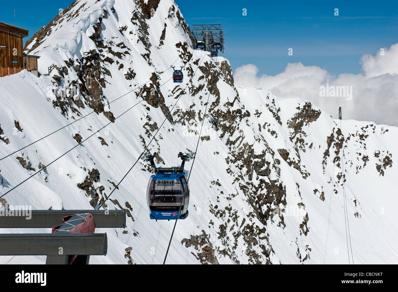 blue cable car in Alps Stock Photo - Alamy