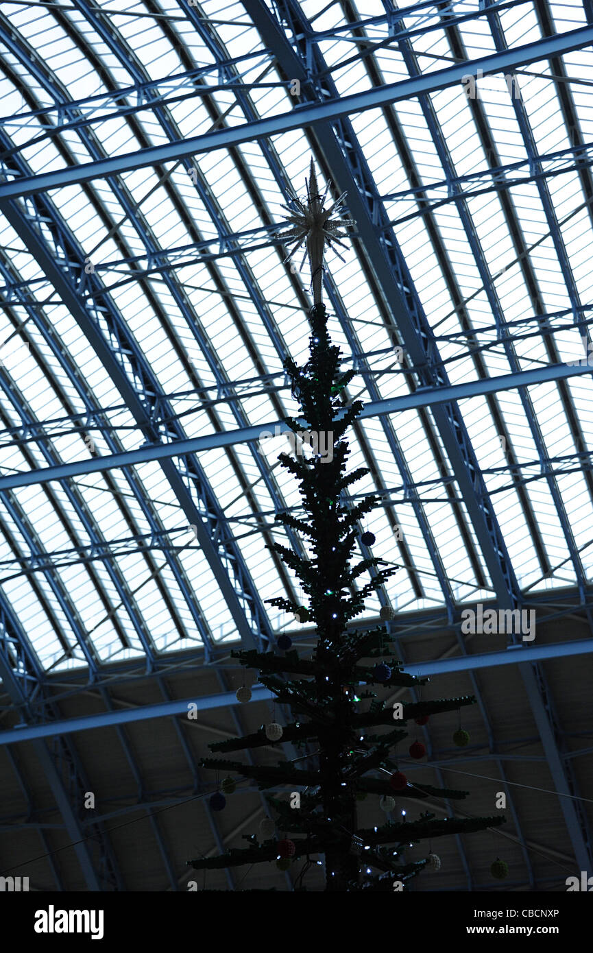 A Christmas tree built entirely of lego bricks on display at St ...