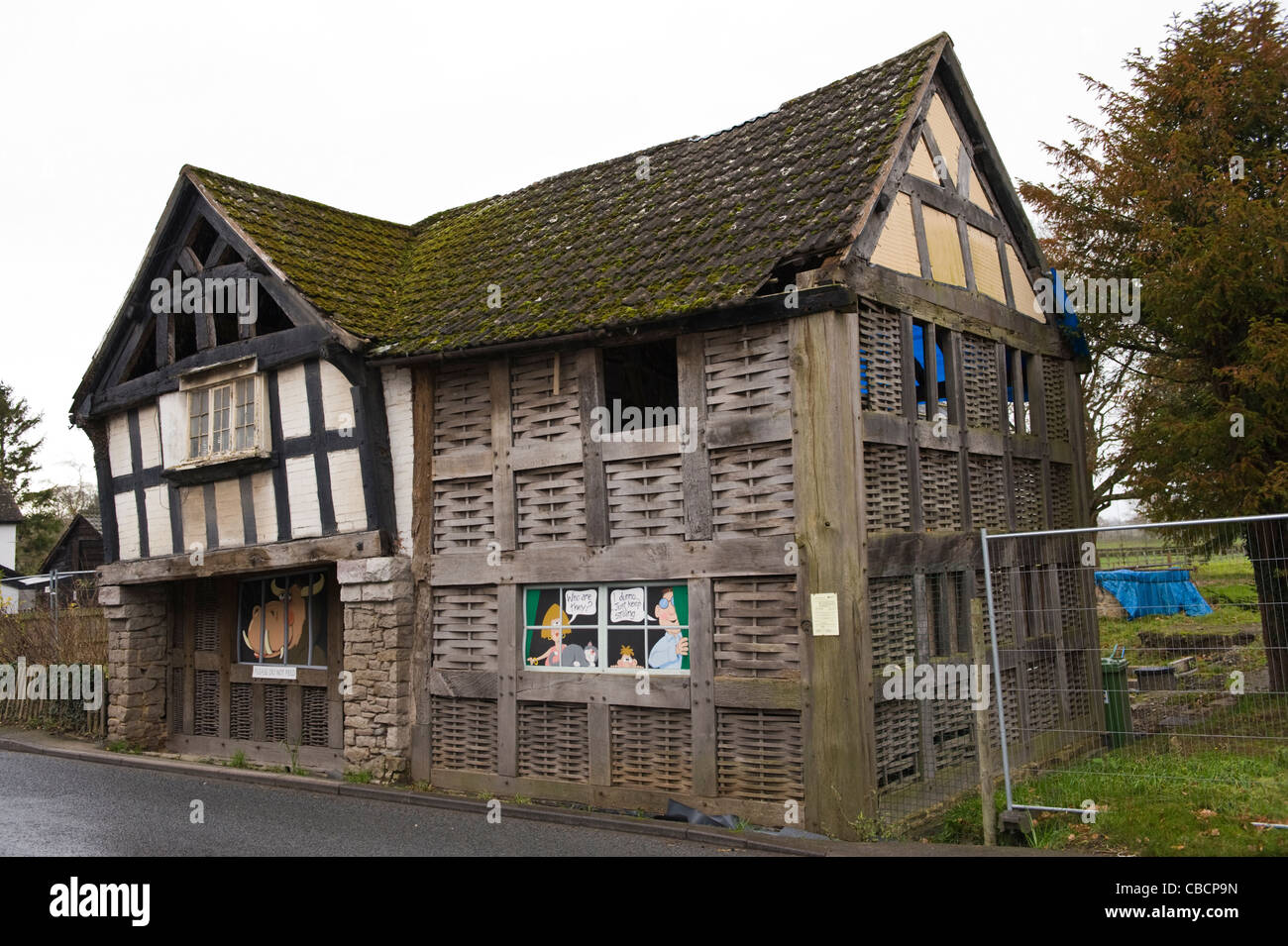 Timber framed period house being restored using traditional methods in ...