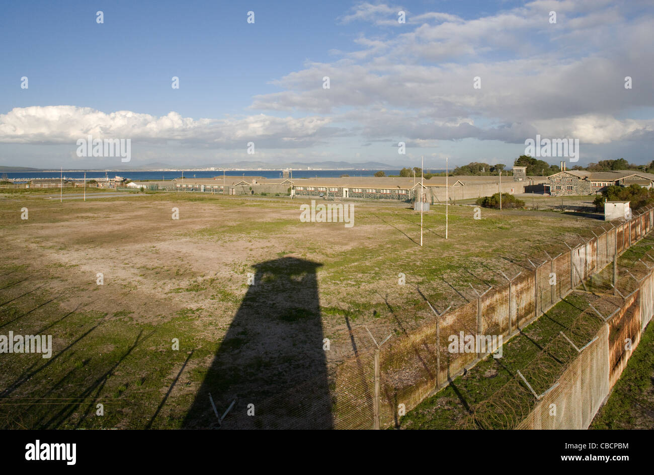 Robben Island: view of prison compound from one of the watchtowers ...