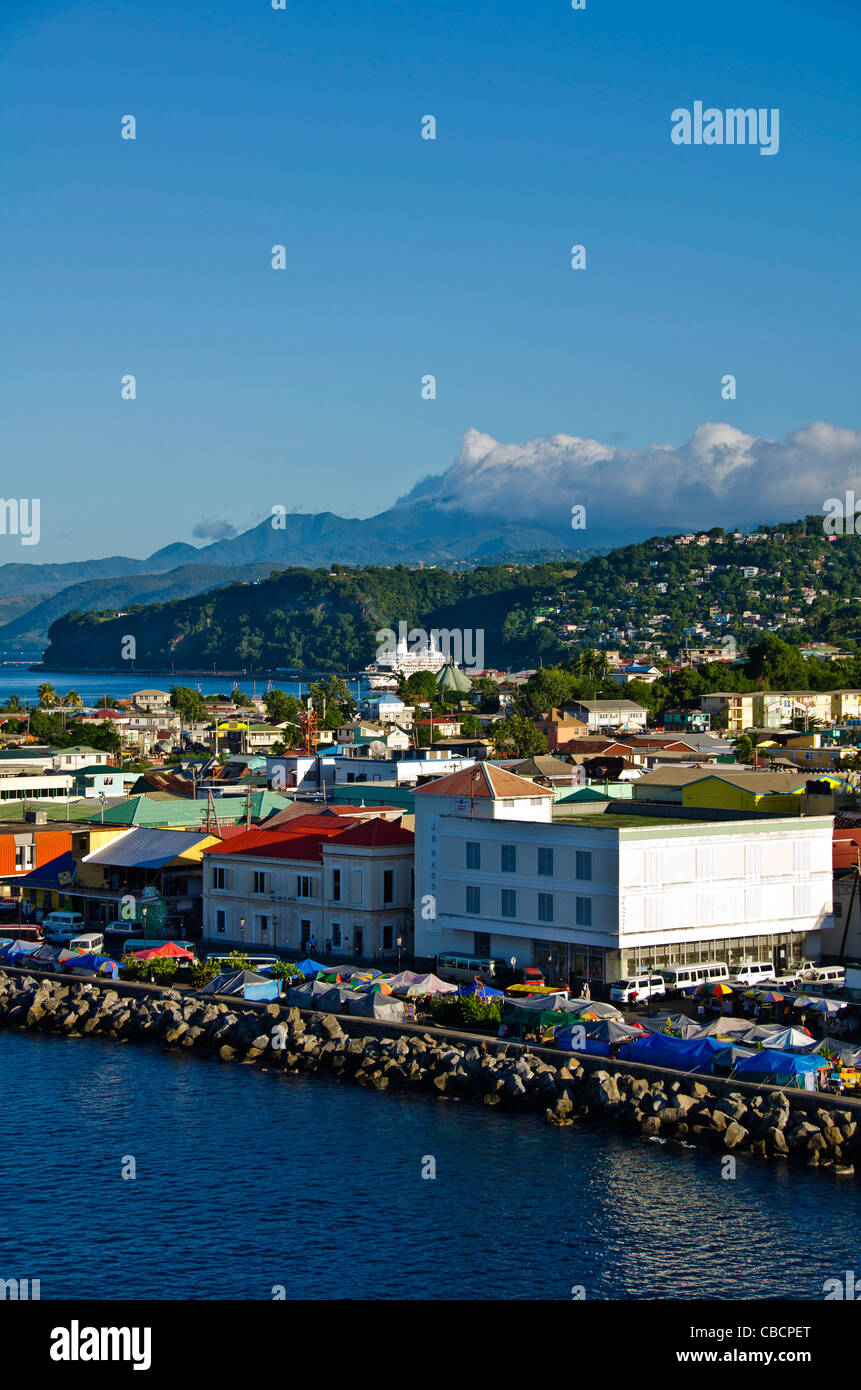 Roseau Dominica city aerial overview of this Eastern Caribbean cruise ...