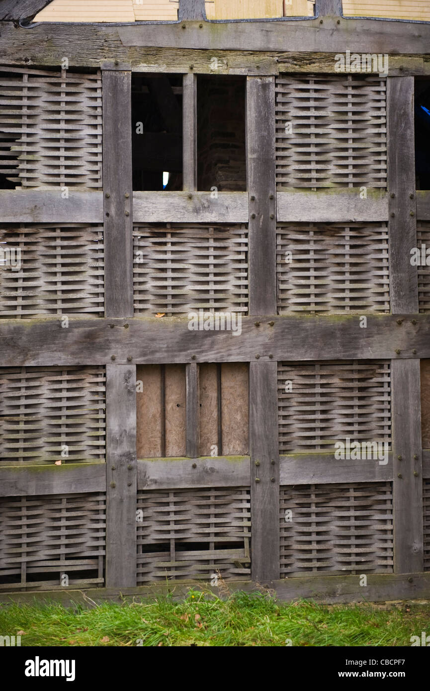 Timber framed period house being restored using traditional methods in ...