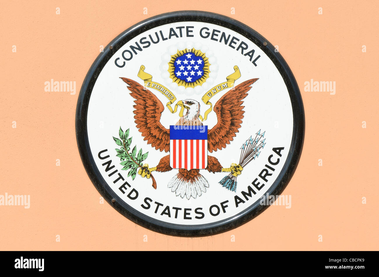 USA Consulate General wall plaque Stock Photo - Alamy