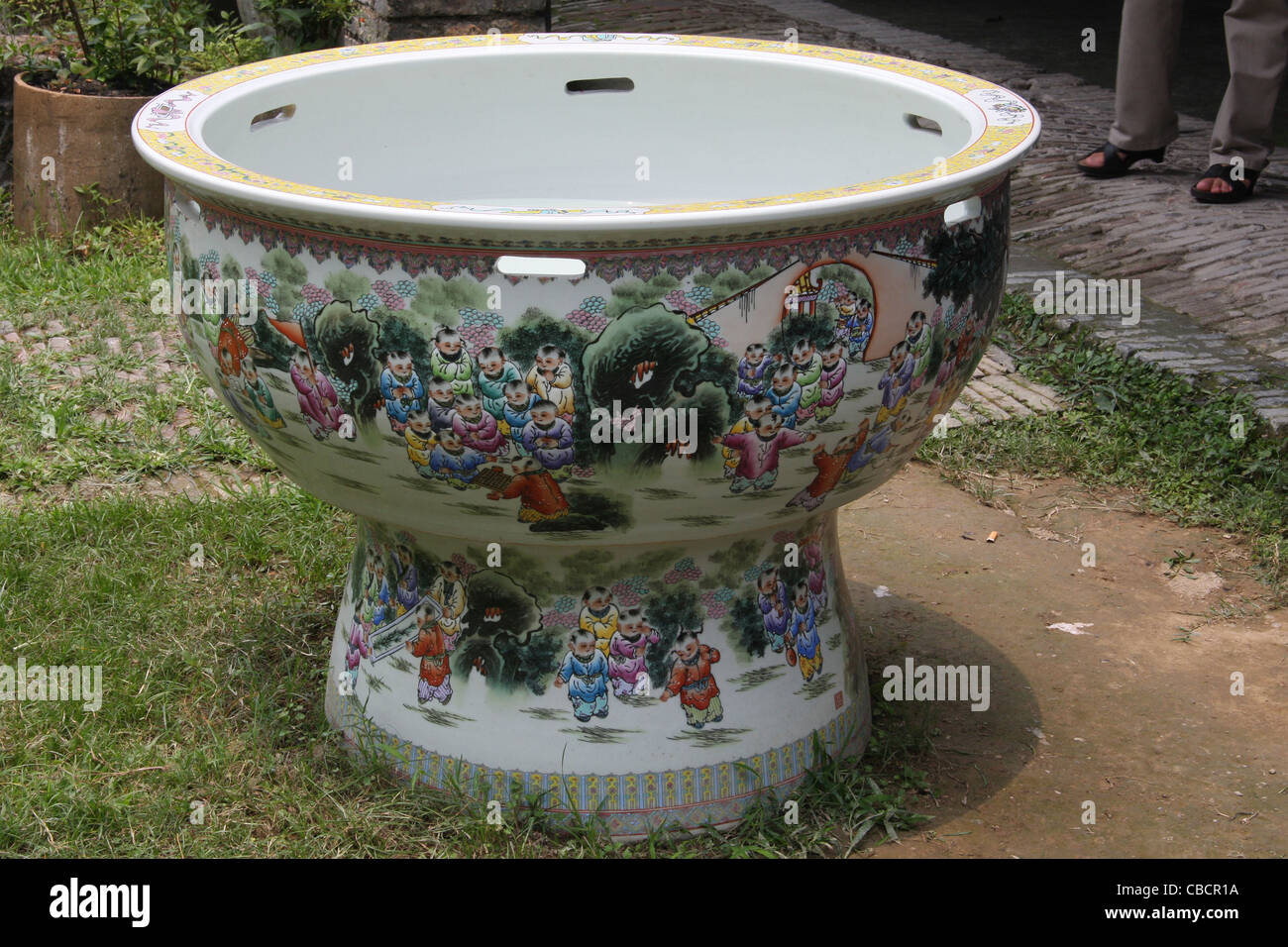 Large fish bowl (carp inside) at Jingdezhen Ceramic Museum, China Stock ...