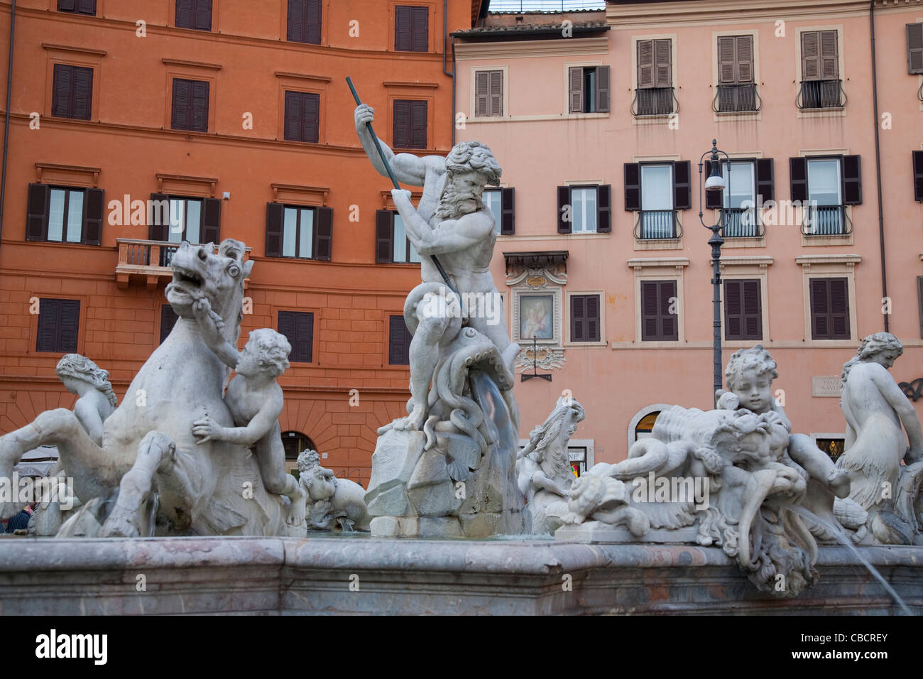 Neptune Fountain in the Piazza Navona Square Rome, Italy, Europe Stock ...