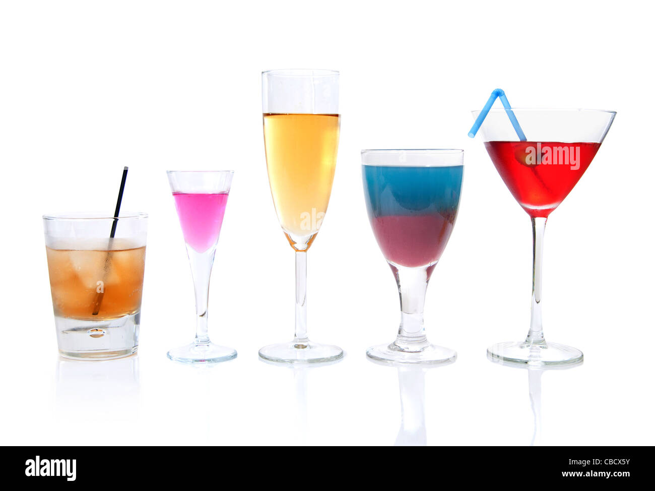 Different types of cocktails drinks and champagne Stock Photo - Alamy