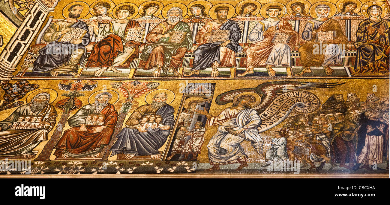 Detail of gilded mosaic ceiling Battistero di San Giovanni, baptistry ...