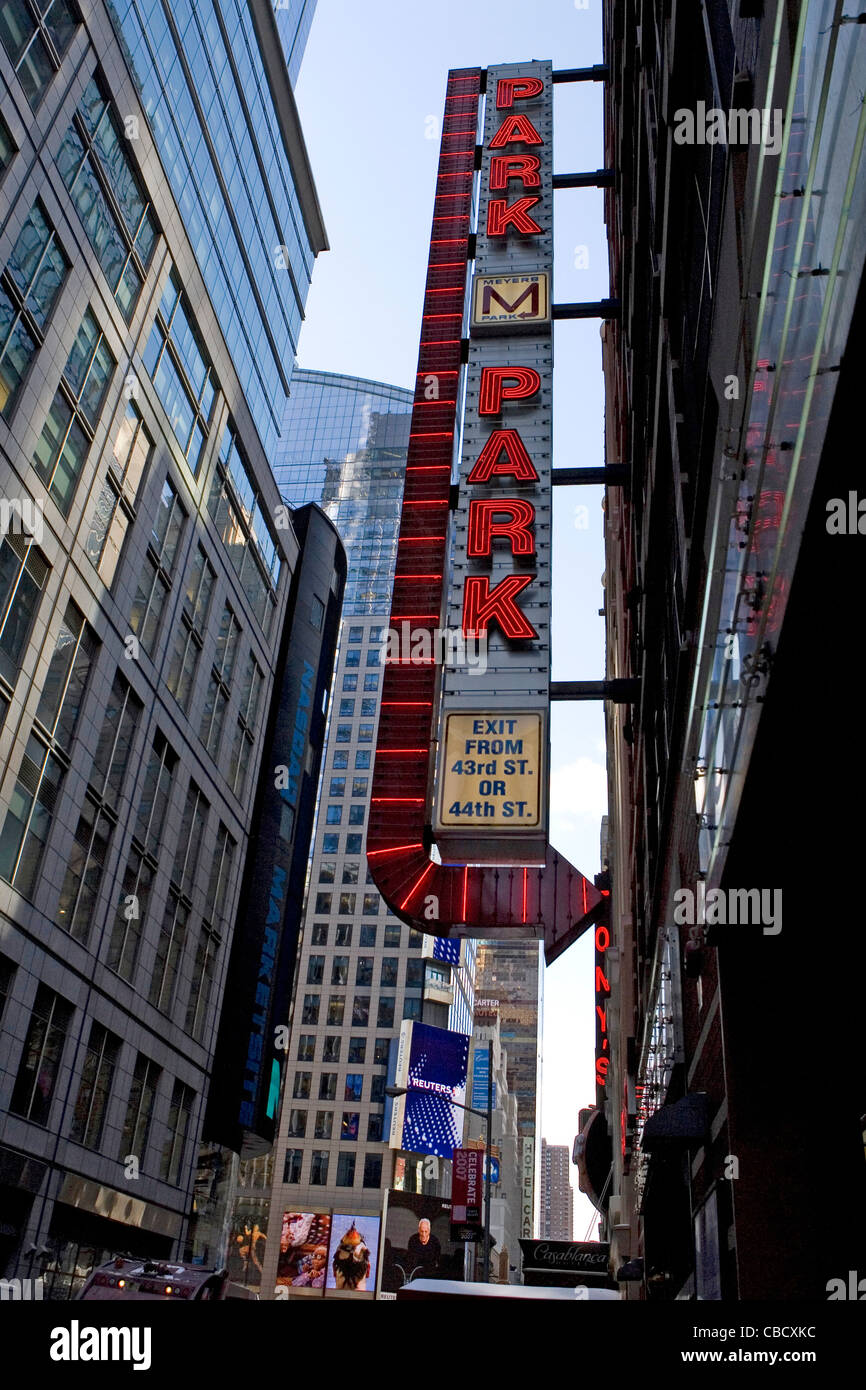 Neon parking sign, Manhattan, New York City, NY, United States of ...