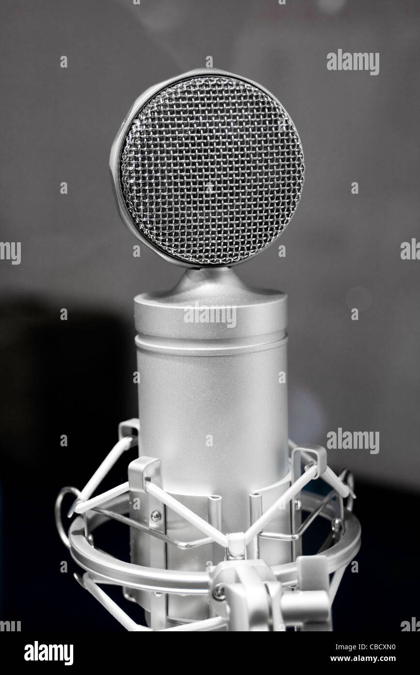 black and white image of a studio microphone Stock Photo - Alamy