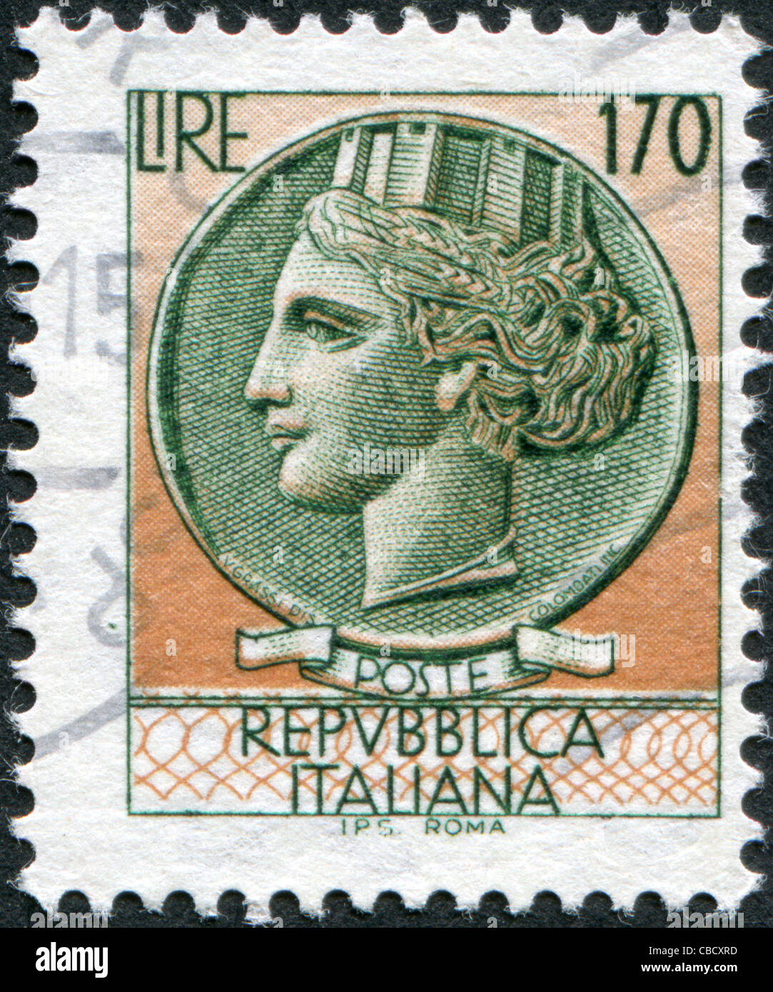 ITALY - CIRCA 1977: A stamp printed in Italy, is shown Italia Turrita ...