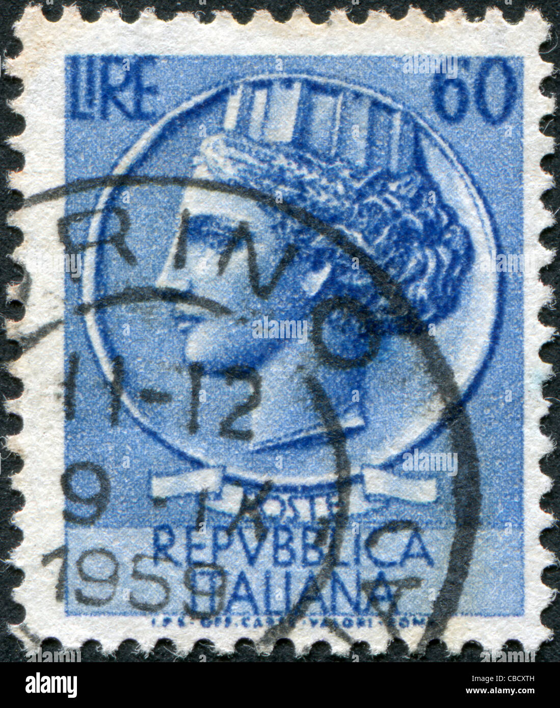 ITALY - CIRCA 1955: A stamp printed in Italy, is shown Italia Turrita ...