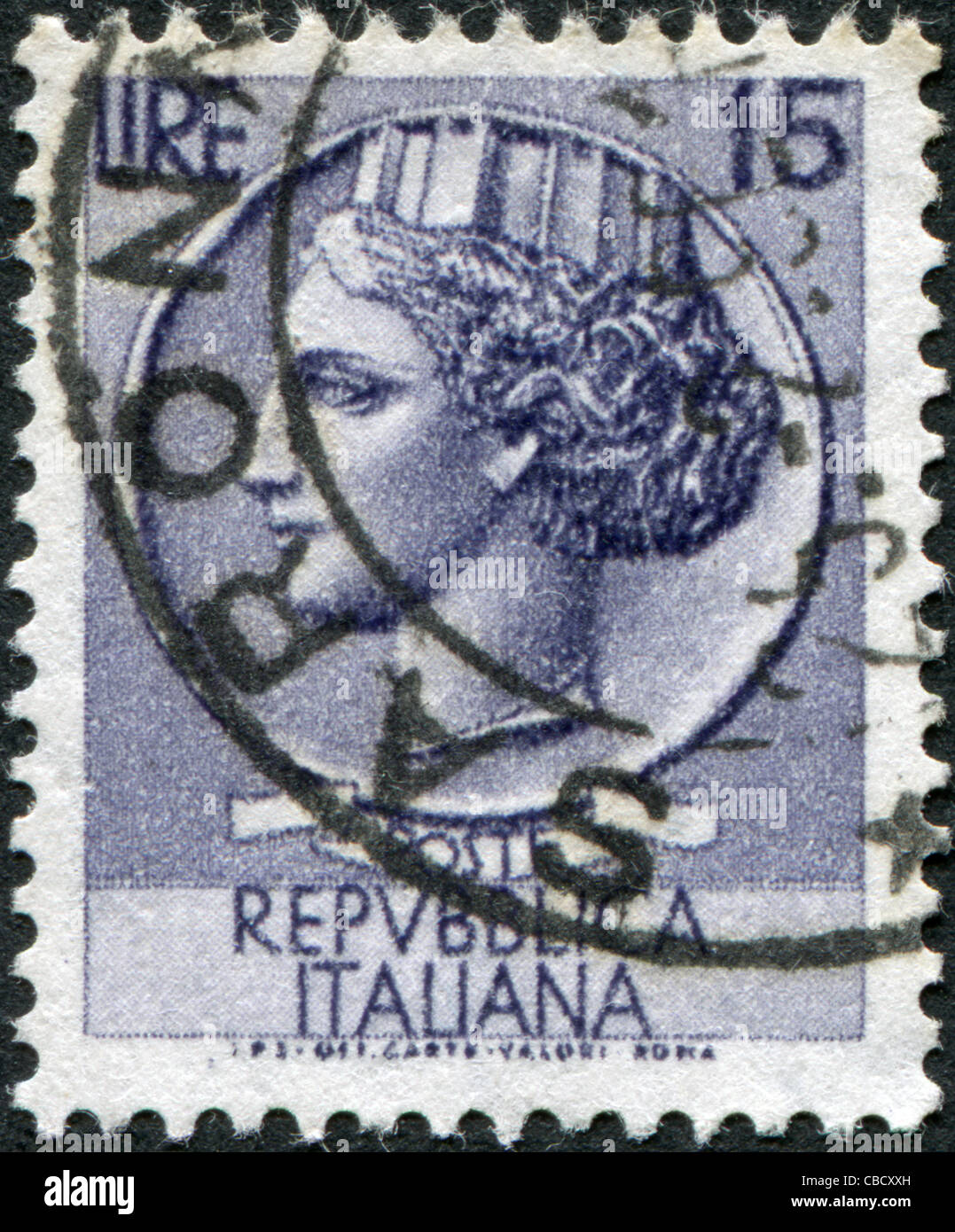 ITALY - CIRCA 1968: A stamp printed in Italy, is shown Italia Turrita ...