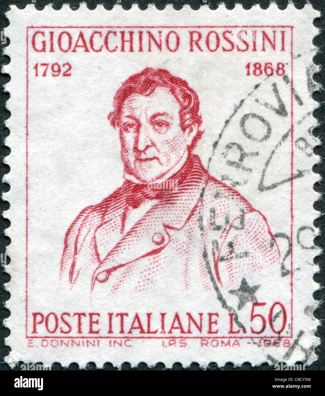 A stamp printed in Italy, the 100th anniversary of the death of ...